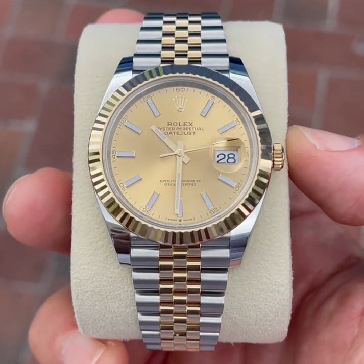 Rolex Datejust Gold Silver Gold Dial Metal Watch – watchcraft